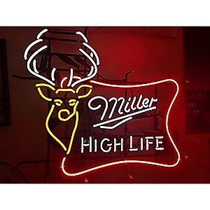 Prouten 20inx16in Millers High Life Outdoors Deer Buck Stag Neon Sign (VariousSizes) Beer Bar Pub Man Cave Business Glass Lamp Light