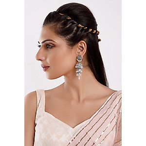 Efulgenz Indian Oxidized Jewelry Boho Vintage Layer Jhumka Jhumki Tassel Dangle Statement Earrings for Women