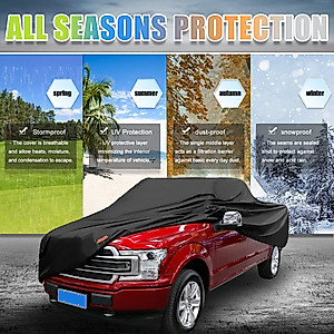 X AUTOHAUX Pickup Truck Cover for Ford F150 Regular Cab 8Ft Bed 2-Door 04-21 F350 Regular Cab 8 Foot Bed 2-Door 08-21 Outdoor Waterproof Sun Protection W/Driver Door Zipper Black