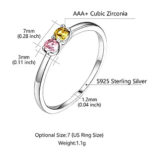 Custom4U Personalized Mothers Rings with 2 Birthstones Family Promise Rings for Her Engraved 2 Names Granddaughter Jewelry