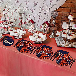 Tevxj 96PCS Ninja Tableware Set Ninja Master Dinnerware Disposable Dessert Plates Karate Theme Party Plates Napkins Forks for Ninja Warrior Birthday Party Decorations Supplies 24 guests
