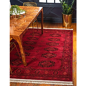 Unique Loom Tekke Collection Over-Dyed Saturated Traditional Torkaman Area Rug, 7 ft 0 in x 10 ft 0 in, Red/Black