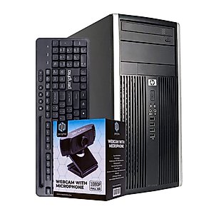 HP 6200 Desktop Tower Computer, Intel Core i7 Quad Core, 16GB RAM, 500GB Solid State Drive, DVD, Wi-Fi, Windows 10 Pro, Periphio Wireless Keyboard, 1080p Webcam (Renewed)