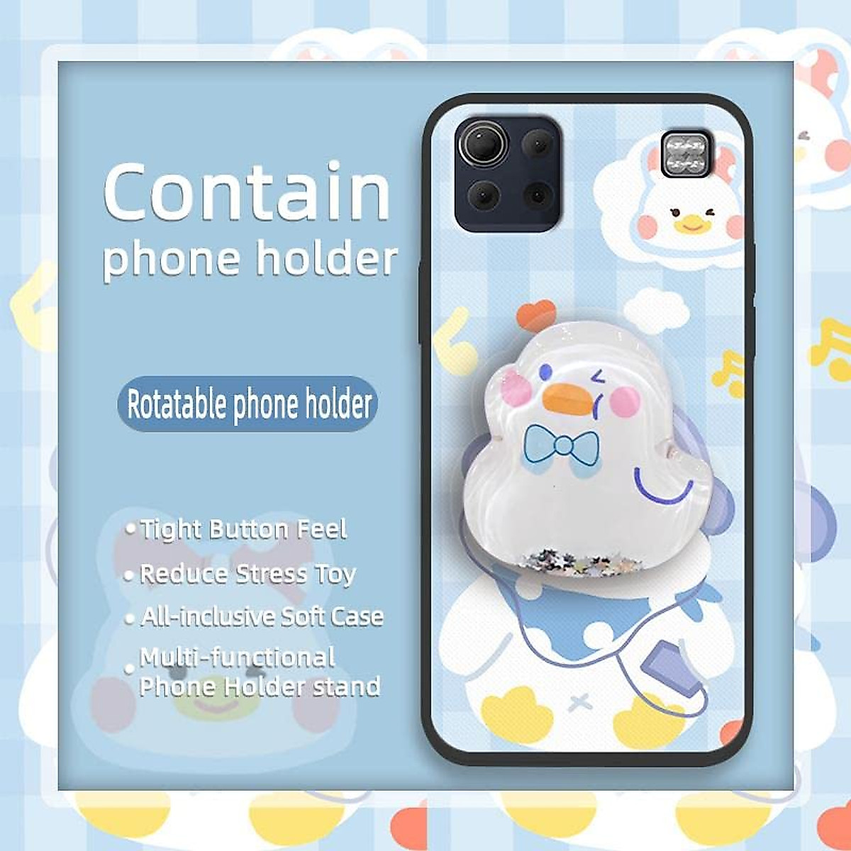 Protective TPU Lulumi Phone Case for LG K92 5G/Q92, Back Cover Drift Sand Silicone Durable Cartoon Anti-Knock Foothold Cute Shockproof Anti-dust Cartoon Dirt-Resistant Waterproof Kickstand, 7