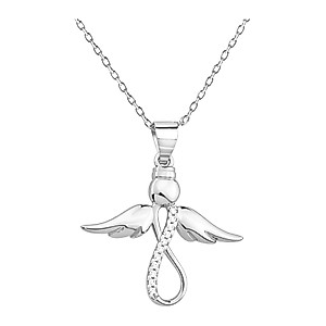 Sofia Milani - Solid 925 Sterling Silver Necklace for Women - with Zirconia Stones - Guardian Angel Pendant - 50157