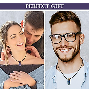 SMOKY QUARTZ Healing Crystal Necklace for Women & Men - Pendant Chakra Healing Crystal Jewelry for Women, Boys, Girls, Spiritual Gifts w/Genuine Gemstone, Braided Faux Leather Chain, Handmade w/Love