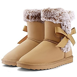 K KomForme Girls Kids Snow Boots Warm Fur Lined Slip On Outdoor Winter Shoes Lightweight Comfy（Little/Big Kids）
