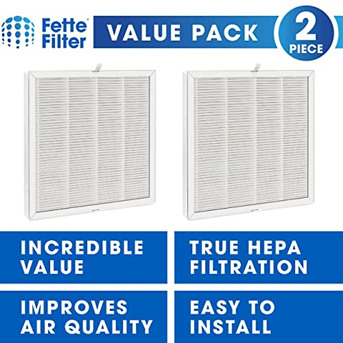 Fette Filter - E-300L True HEPA H13 Replacement Filter Compatible with MOOKA and MOOKA FAMILY E-300L Air Purifiers - Pack of 2
