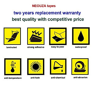 NEOUZA 5PK Compatible for Brother P-Touch Laminated Tze TZ Label Tape Cartridge 24mm x 8m (Set of 5 Colors Colors Black Red Gold Blue White on Clear)