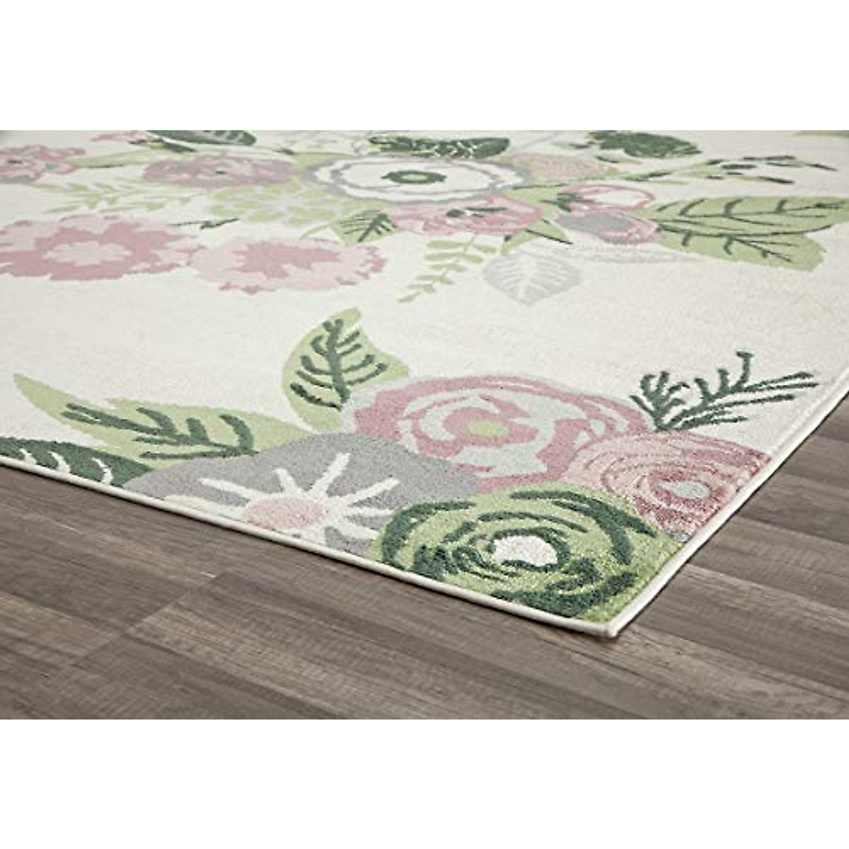 Rugs America Hanna VA40A Rose Garden Cream Floral Transitional Area Rug, 5'x7'