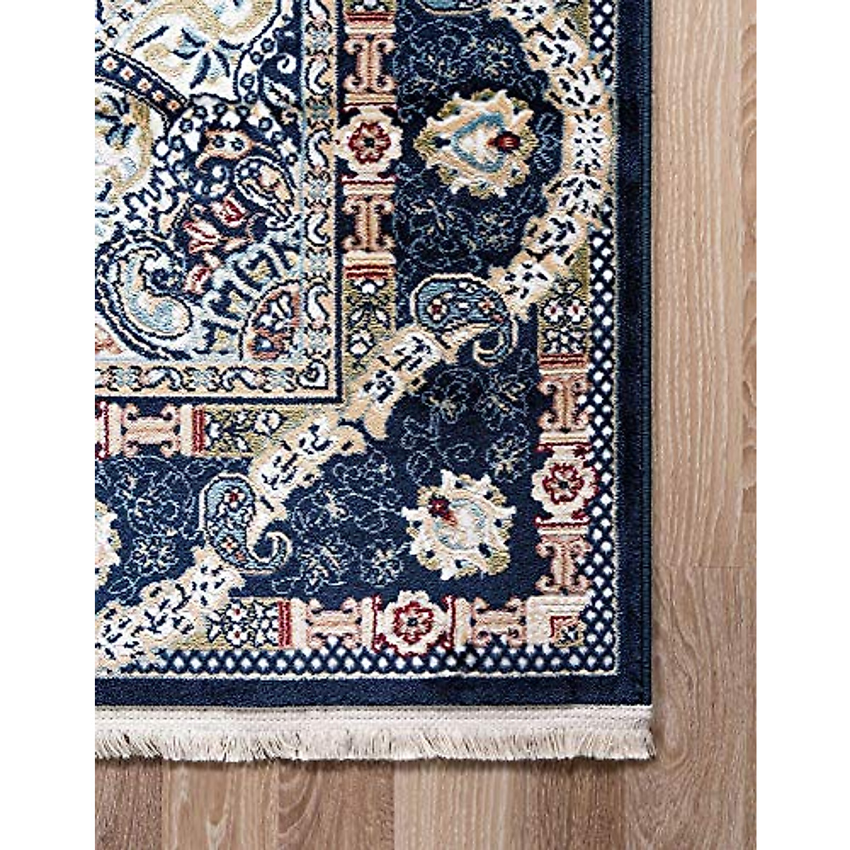 Unique Loom Narenj Collection Classic Traditional Medallion Textured Design Area Rug, 5 x 8 ft, Navy Blue/Tan