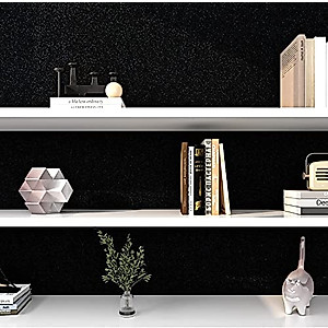 FunStick Self Adhesive Felt Fabric for Crafts 15.8"x78.8" Black Velvet Fabric Roll Soft Velvet Drawer Liners for Dresser Jewelry Box Black Felt Sheets Black Peel and Stick Wallpaper for Cabinets Shelf