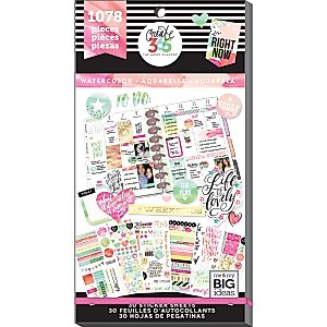 me & my BIG ideas Sticker Value Pack - The Happy Planner Scrapbooking Supplies - Watercolor Theme - Multi-Color & Gold Foil - Great for Projects, Scrapbooks & Albums - 30 Sheets, 1078 Stickers Total