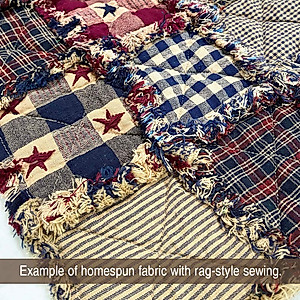 Heritage Navy Blue Thin Stripe Cotton Homespun Fabric by JCS - Sold by The Yard