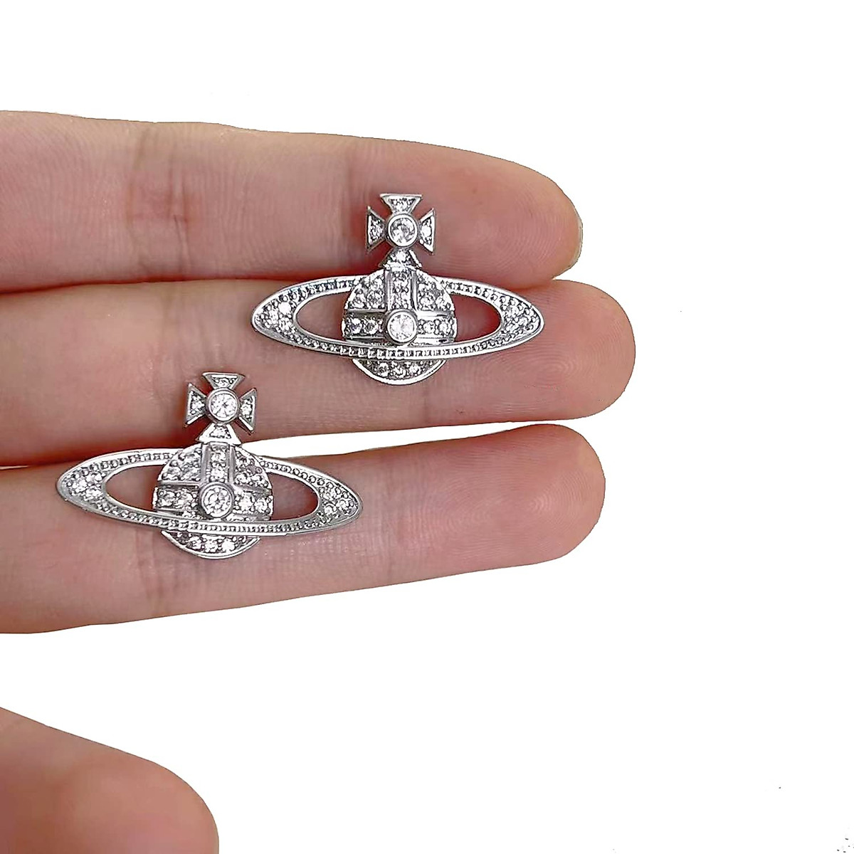 Silver Saturn Earrings Saturn Planet Earrings Space Earrings Saturn Planet Jewelry Gifts for Women