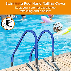 Generic Pool Handrail Cover, 5 Feet, Neoprene, Blue, Textured, Safety Grip Sleeve for Swimming Pools Inground Ladder Hand Rail Railing Grips