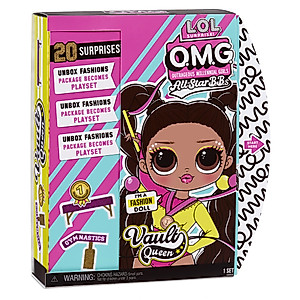 L.O.L. Surprise! OMG Sports Vault Queen Artistic Gymnastics Fashion Doll with 20 Surprises Including Sparkly Accessories & Reusable Playset, Posable - Gift for Kids, Toys for Girls Boys Ages 4 5 6 7+