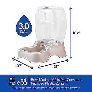 Petmate Replendish Gravity Waterer With Microban for Cats and Dogs, 3 Gallon, Pearl Ash Blue, 24406