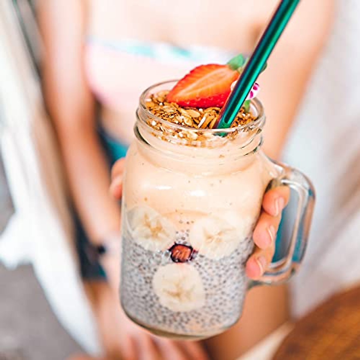 8 Pieces Long Handle Tea Spoon Stainless Steel Coffee Mixing Spoons Teaspoon for Mixing, Cocktail Stirring, Coffee, Milkshake, Cold Drink, 7.48 Inch (Round Style)