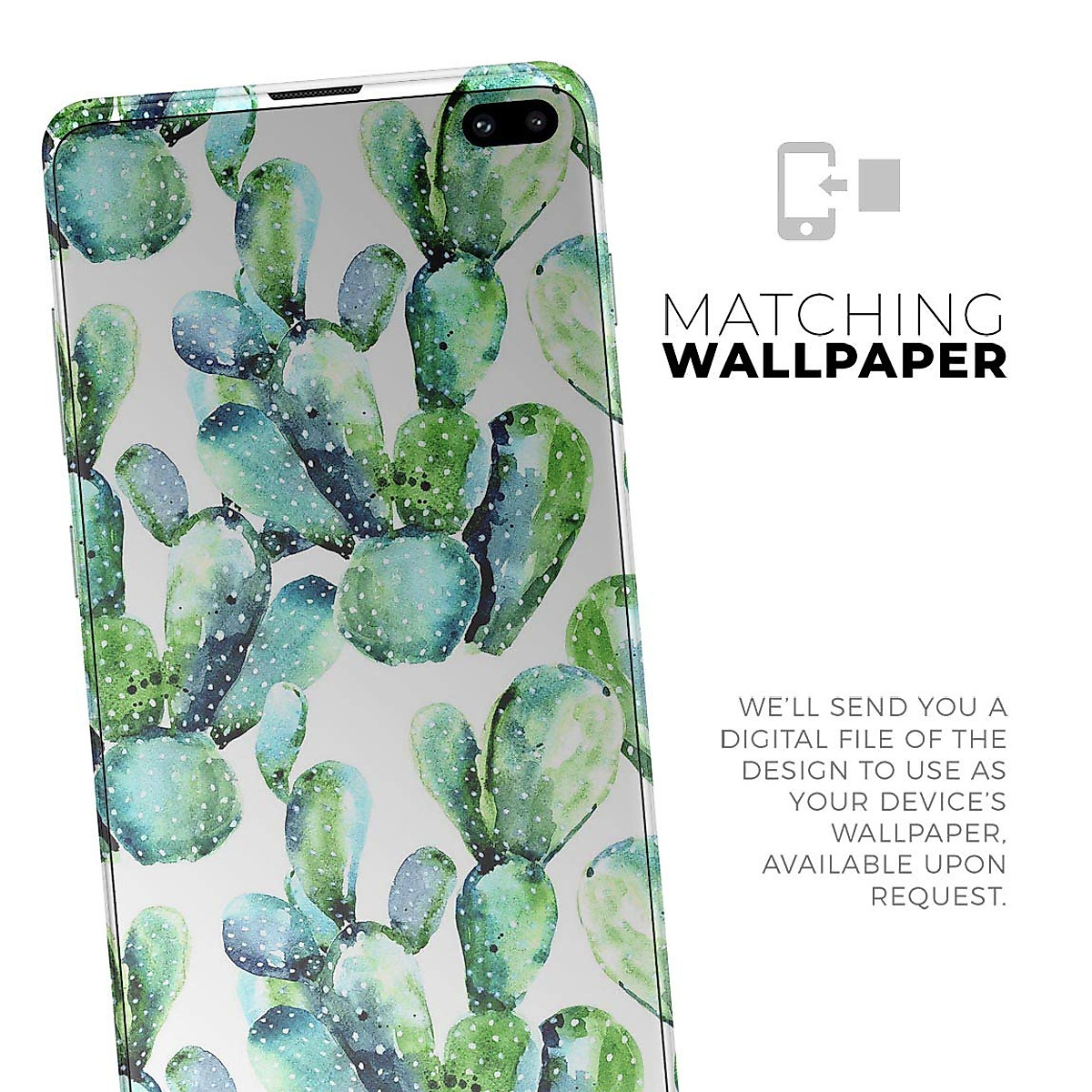 DesignSkinz Watercolor Cactus Bloom V1 Protective Vinyl Decal Wrap Skin Cover Compatible with The Samsung Galaxy S20 (Screen Trim & Back Glass Skin)