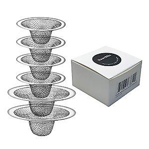 6-Pack Bathroom Sink and Tub Drain Strainer Screen Mesh, 2 Sizes 2.12" and 2.75" Top / 1" Basket Small Hair Catcher Shower Drain for Bathroom, Lavatory, Balcony, Utility, RV, Floor Drain, Sink Basin