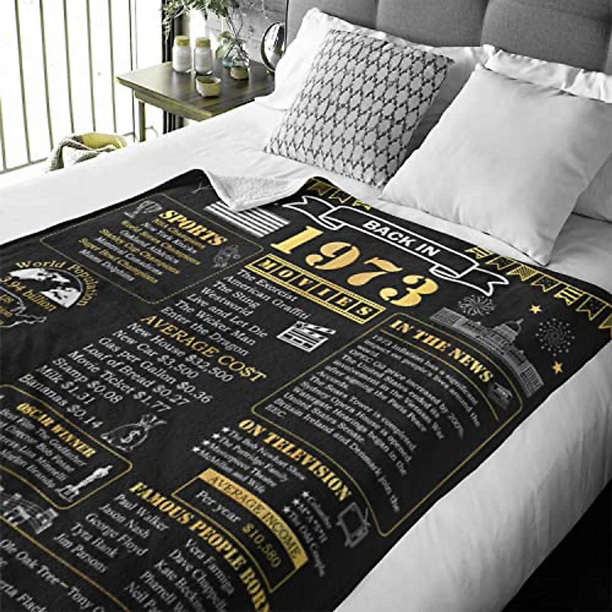 50th Birthday Gifts for Women or Men, Ultra-Soft Micro Flannel Fleece Throw Blanket, Perfect 1973 Birthday Gifts Ideas, Happy 50th Birthday Decorations, 50 Year Old Gifts for Men Women (1973-g)