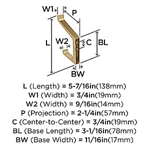 Amerock H37003CZ | Emerge Double Prong Decorative Wall Hook | Champagne Bronze Hook for Coats, Hats, Backpacks, Bags | Hooks for Bathroom, Bedroom, Closet, Entryway, Laundry Room, Office