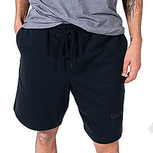 Spalding Men's Active Cotton French Terry Branded Short, Black, M