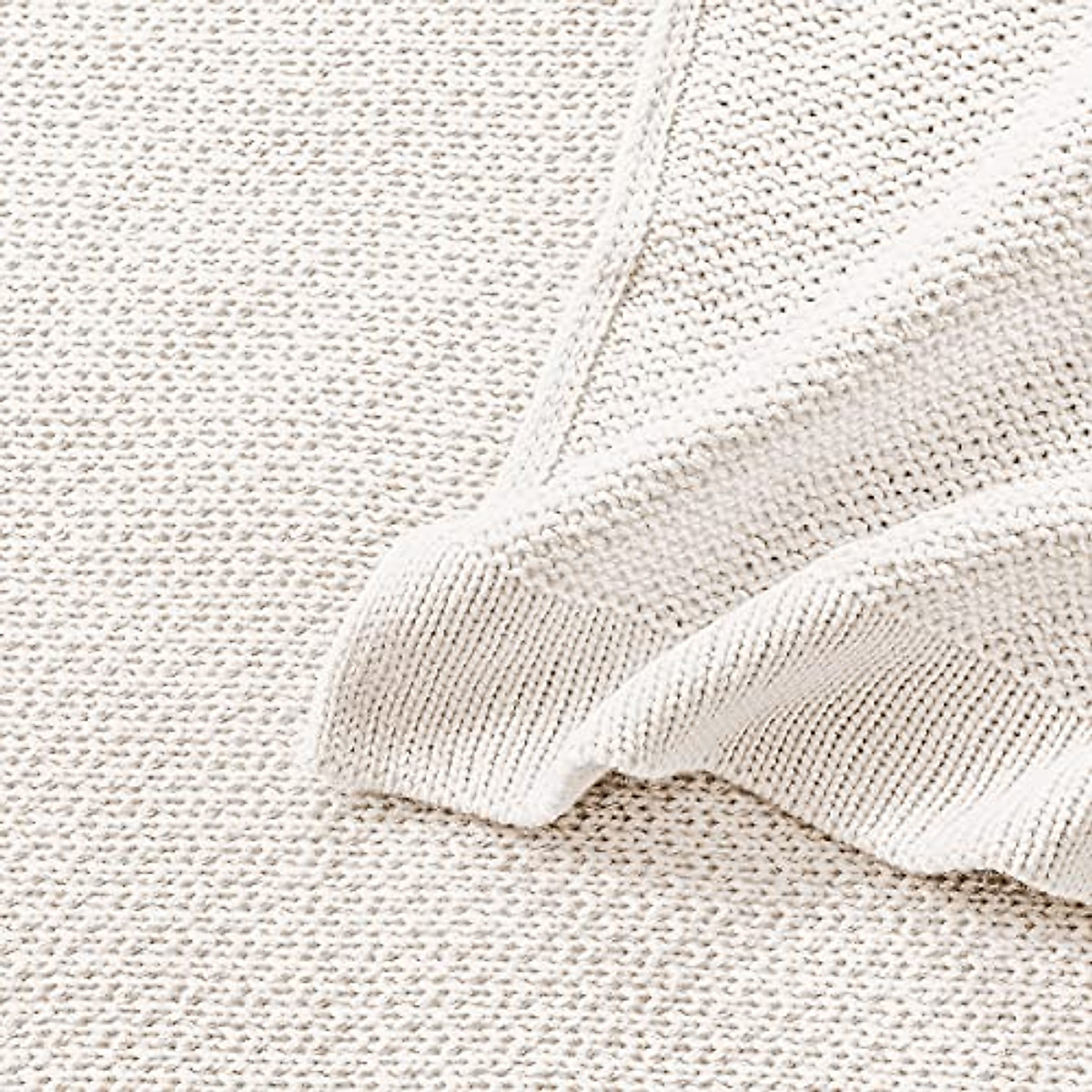 PLEASANT BOULEVARD | Cozy Knitted Throw Knit Blanket, Lightweight Woven Soft Warm Bedspread for Couch Sofa Home Decor and Bed (Beige, Throw(50 x 65in))