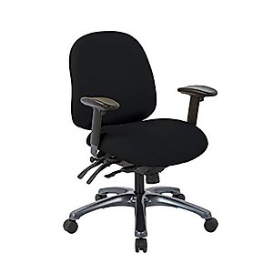 Office Star 8500 Series Multi-Function Ergonomic Executive Office Chair with Seat Slider and Titanium Finish Base, Mid-Back, Dillon Black Fabric