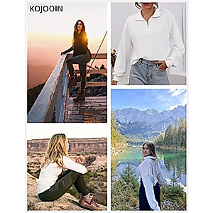 KOJOOIN Women Long Sleeve Workout Shirts Zip Pullover Athletic Running Shirts(Grey L)