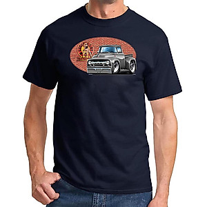 1954 Ford F100 Grey Pickup Truck Classic Brick Wall Design Full Color Tshirt Large Navy