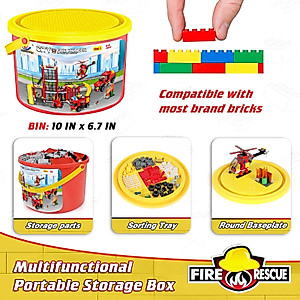 WishaLife City Fire Station Toy Building Set, with 2 Fire Truck Toys, Helicopter, Pretend Play Toys Gift Idea for Kids Boys Girls Ages 6 Plus