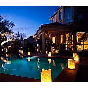 Since White Luminary Bags - 20 Count - Stars Design - Wedding, Reception, Party and Event Decor - Flame Resistant Paper - Luminaria (Stars)