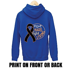 Fight Hard Fight Strong Cancer Fighter Gift Cancer Awareness Leukemia Awareness Orange Ribbon Black and Muticolor Unisex Hoodie