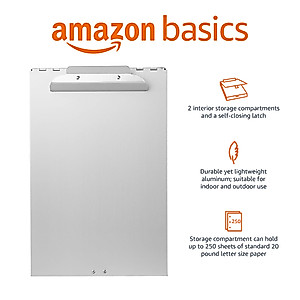 Amazon Basics Metal Clipboard with 2 Compartments and Interior 250 Sheet Paper Storage, 14.09 x 9.21 x 2.6 Inches