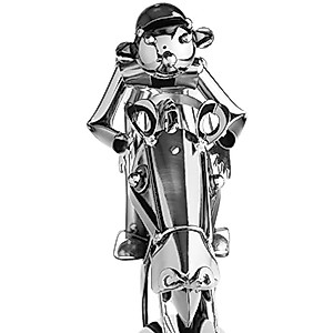 BRUBAKER Wine Bottle Holder 'Horseback Riding' - Table Top Metal Sculpture - with Greeting Card