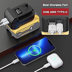 Battery Adapter for Dewalt to for Miwaulkee Battery, Battery Converters with USB/Type-C Charger Port, Convert for DeWalt 18V/20V Max Battery to for Milwaukee 18V Battery Cordless Power Tools Usage