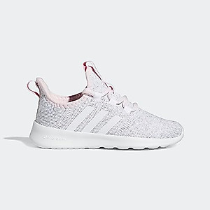 adidas Cloud Foam-Pure Running Shoe, White/White/Clear Pink, 4 US Unisex Big Kid