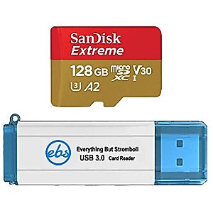 SanDisk 128GB Memory Card Extreme Works with Gopro Hero 7 Black, Silver, Hero7 White UHS-1 U3 A2 Micro SDXC Bundle with Everything But Stromboli 3.0 Micro/SD Card Reader
