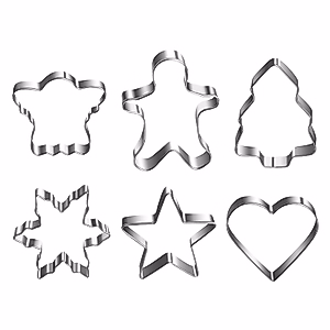 Christmas Cookie Cutter Set - Gingerbread Man, Snowflake, Christmas Tree, Heart, Star, Angel - 18 Piece Christmas Cookie Cutters, Cookie Cutters Christmas Shapes for Holiday Winter Baking