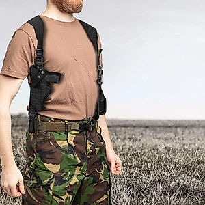 ZZY Shoulder Holster, Adjustable Vertical Gun Holster, Shoulder Holster for Pistols with Double Magazine Pouch, Left and Right Handed Universal Concealed Carry Holster for Most Kinds of Pistols