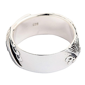 Sterling 925 Silver Japanese Koi Fish Wedding Band Rings Size 9.5