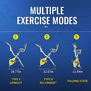 leikefitness Folding Exercise Bike 2200(YELLOW) and Adjustable Ab Trainer 9300(PURPLE) Bundle