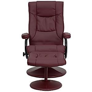 Flash Furniture Rachel Contemporary Multi-Position Recliner and Ottoman with Wrapped Base in Burgundy LeatherSoft