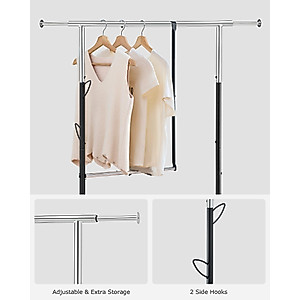 FAVOOSTY Clothing rack adjustable for kids, Heavy Duty Double Rod Design,Garment Rack Rolling, Clothes Organizer on Wheels, Clothes Rack Hanging Dismantle, Extra Space, Pants Scarves Dress Suits Black