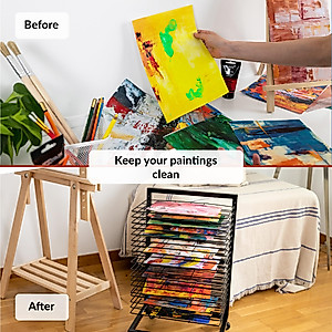 ODOXIA Art Drying Rack for Classroom | Functional & Mobile Paint Drying Rack | 19 Removable Shelves | Canvas Rack Art Storage | Painting Drying Rack with Wheels | Stack Rack for Painting, and More