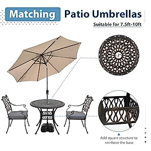JOIVI 3 Piece Patio Furniture Dining Set, Cast Aluminum Outdoor Dining Chairs and Table Set with Umbrella Hole, Stackable Chairs, Antique Bronze Patio Bistro Set for Balcony, Lawn, Garden, Backyard