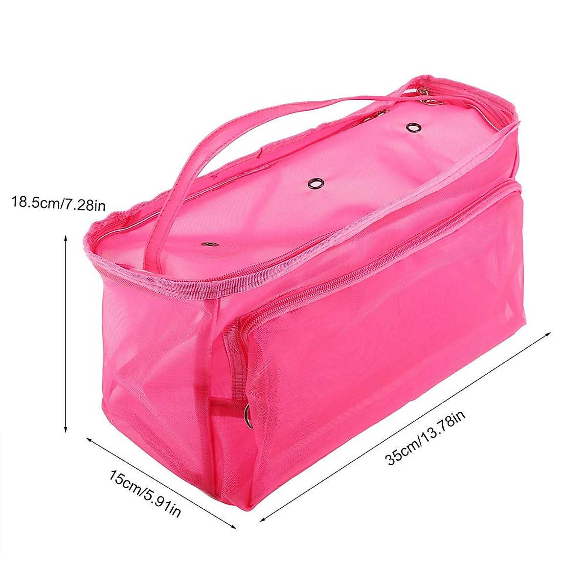 3 Holes Storage Bags Mesh Yarn Storage Bag Crochet Wool Small Accessories Convenient Container for Home-use (Rose red)