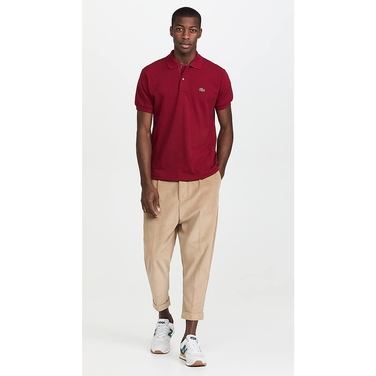 Lacoste Mens Short Sleeve Classic Chine L.12.12 Polo Shirt, Bordeaux Red, 4X-Large